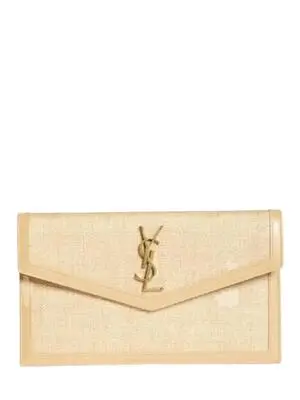 SAINT LAURENT Saint Laurent Uptown Raffia Envelope Clutch