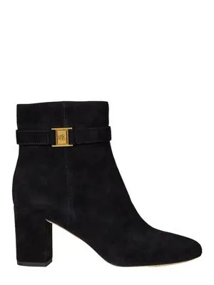 Ralph Lauren Side Zipper Ankle Boots With Chunky Heel - Black