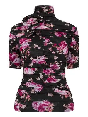 MAGDA BUTRYM Magda Butrym Floral Print Ruched Short Sleeve Blouse