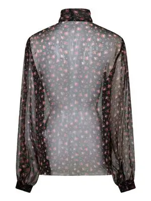 Dolce & Gabbana Floral Print Tie Neck Blouse - Gray