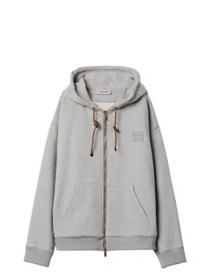 Miu Miu Zipped Drawstring Hoodie - Grey