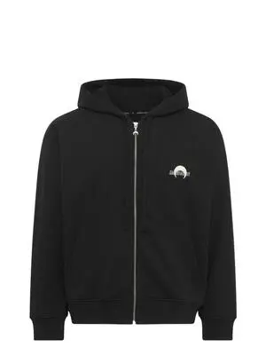 MARINE SERRE Zipped Hoodie With Graphic Detail - Black