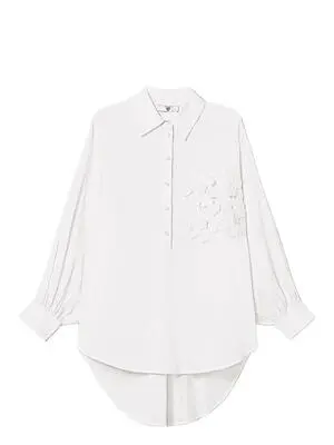 TWINSET Embroidered Floral Appliqué Shirt - White