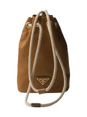 Prada Prada Drawstring Clutch With Enamel Triangle Logo Brandy