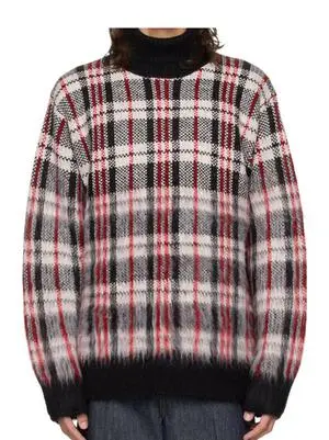 Helmut Lang Brushed Plaid Turtleneck - Black