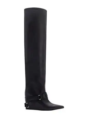 COURREGES Leather Wedge Boots - Black
