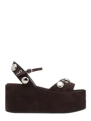Valentino Garavani Valentino Open-Toe Platform Sandals With Embellishments Brown