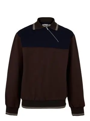 Miu Miu Miu Miu Two-Tone Collared Zip-Up Sweater Black