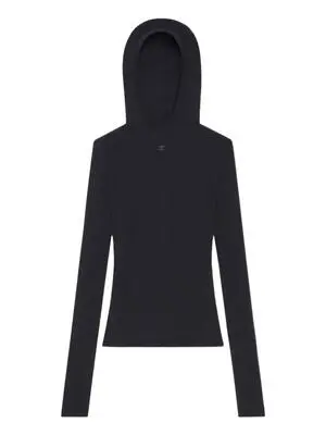 COURREGES Courreges Long Sleeve Embroidered Hoodie Black