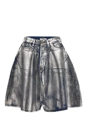 DOUBLET Metallic Finish Denim Shorts - Gray