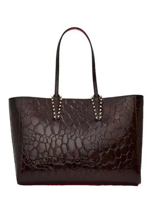 CHRISTIAN LOUBOUTIN Crocodile-embossed Leather Tote Bag With Gold-tone Studs - Black