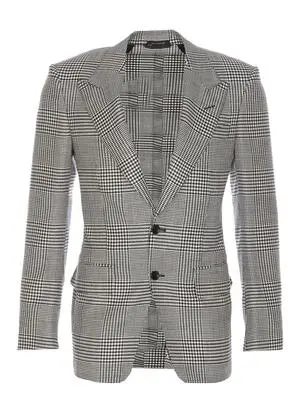 TOM FORD Single-breasted Checked Blazer - Gray