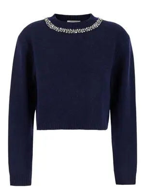 SEMICOUTURE Sofia Embellished Crew Neck Jumper - Black