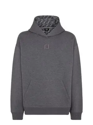 Fendi Logo Embroidered Hoodie - Dark Gray