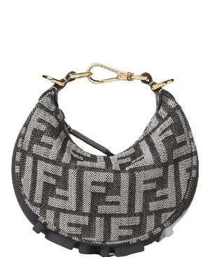 Fendi Fendi Nano Graphy FF Jacquard Hobo Bag Dark Blue