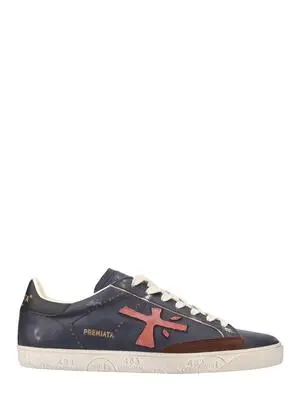 Premiata Lace-up Low-top Sneakers With Perforated Details - Black