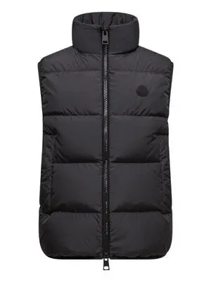Moncler Gabas Down Vest With Stand Collar And Zip Closure - Black