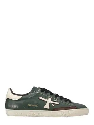 Premiata Lace-up Low-top Sneakers With Perforated Details - Nude