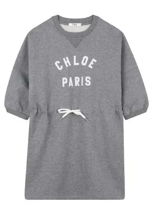Chloé Logo Detail Sweatshirt Dress - Gray