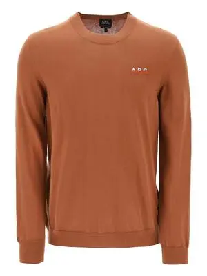 A.p.c. A.P.C. Logo Embroidered Knit Jumper Brown