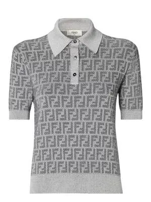 Fendi Ff Jacquard Polo Shirt - Grey