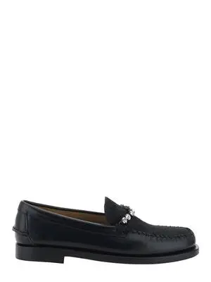 FORTE_FORTE Round Toe Embellished Loafer - Black