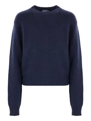 Prada Crewneck Knitted Jumper - Blue