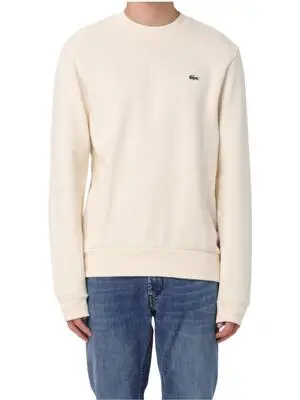 Lacoste Fleece Crewneck Sweatshirt With Logo - White