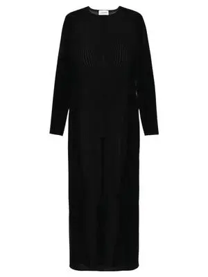 JEAN PAUL GAULTIER Pinstripe Sheer Mesh Midi Dress - Black