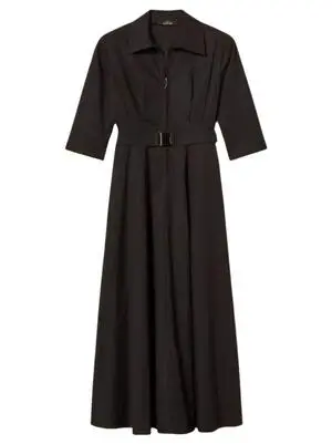 TWINSET Belted Poplin Midi Dress - Black