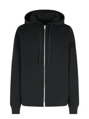 JIL SANDER Long-sleeved Zipped Hoodie - Black