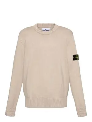 Stone Island Stone Island Crewneck Jumper With Compass Logo Beige
