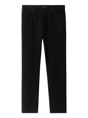 Burberry Slim Fit Jeans With Equestrian Rider Graphic Suede Patch - Black