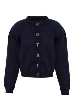 ROTATE BY BIRGER CHRISTENSEN ROTATE Lettering Knit Cardigan Black