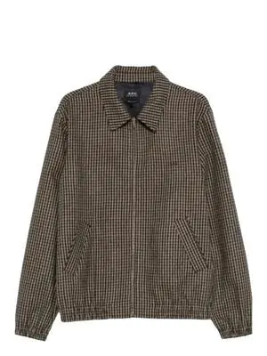 A.p.c. Houndstooth Zip Shirt Jacket - Brown