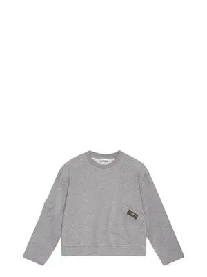 GANNI Crewneck Oversized Sweatshirt With Asymmetrical Pockets - Grey