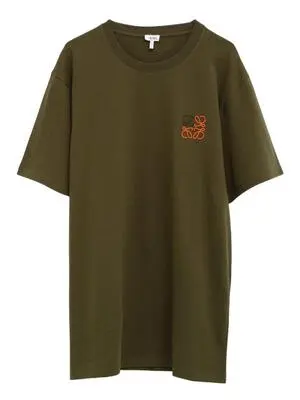 Loewe Anagram Logo Embroidered Crewneck T-shirt - Green