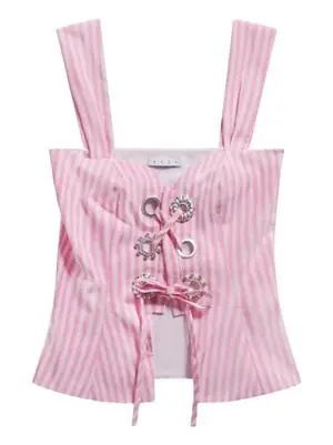 AREA Grommet Poplin Corset Top - Pink