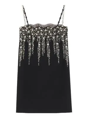 Valentino Garavani Embroidered Crepe Couture Short Dress - Black