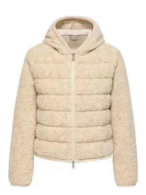 Moncler Moncler Teddy Padded Zip-Up Hoodie White