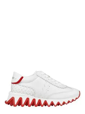 CHRISTIAN LOUBOUTIN Mini Shark Leather Sneakers - White/red