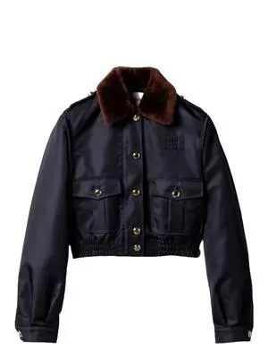 Miu Miu Embroidered Cropped Jacket - Blue