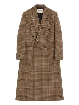 Valentino Garavani Checked Double-breasted Coat - Camel/black