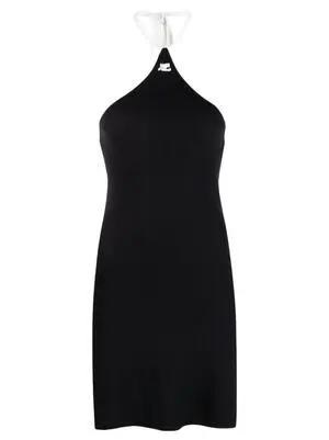 COURREGES Logo-embroidered Halterneck Dress - Black