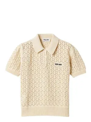 MIU MIU Miu Miu Cotton Crochet Knit Polo Shirt