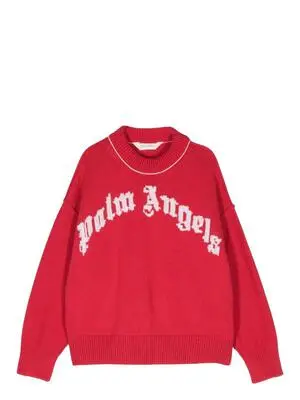 Palm Angels Logo Embroidered Sweater - Red