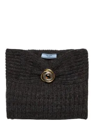 Prada Wool And Cashmere Bandeau Top With Brooch - Black