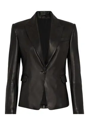 Brunello Cucinelli Single-breasted Leather Blazer - Black