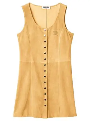 Miu Miu Waxed Suede Button-up Dress - Yellow