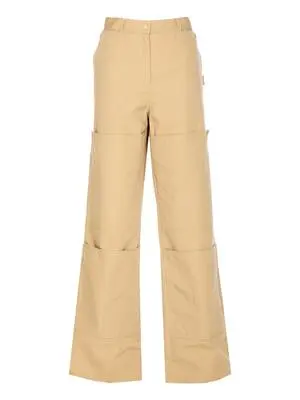 Kenzo High Waisted Wide Leg Trousers - Nude